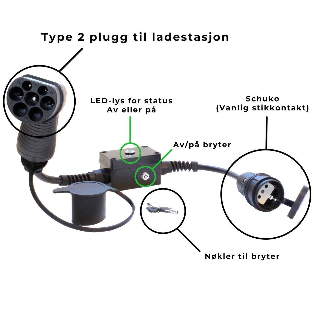 Ladeadapter - Type 2 til schuko (stikkontakt) - Elbilgrossisten ...